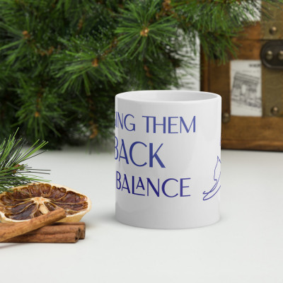 Cat Bringing Them Back Into Balance White glossy mug - debbiedimentshop
